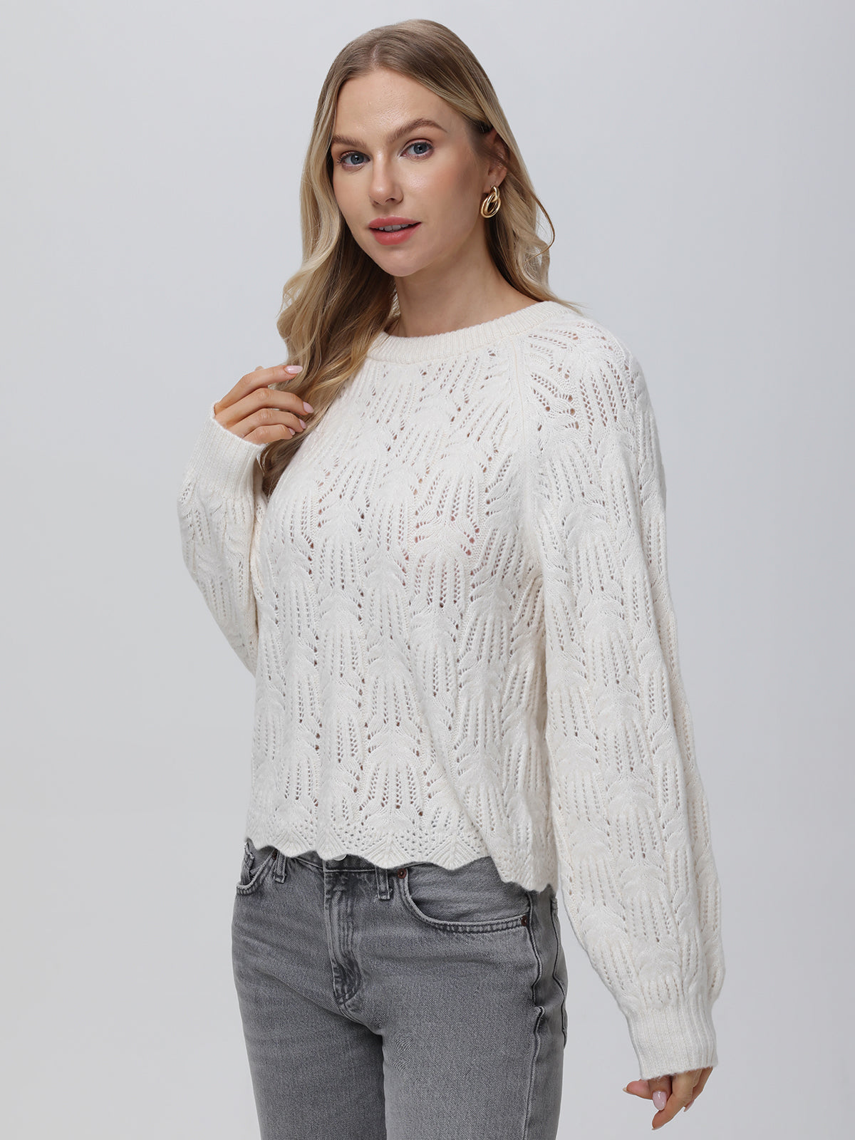 525 America Athena: Pointelle Bow Back Sweater