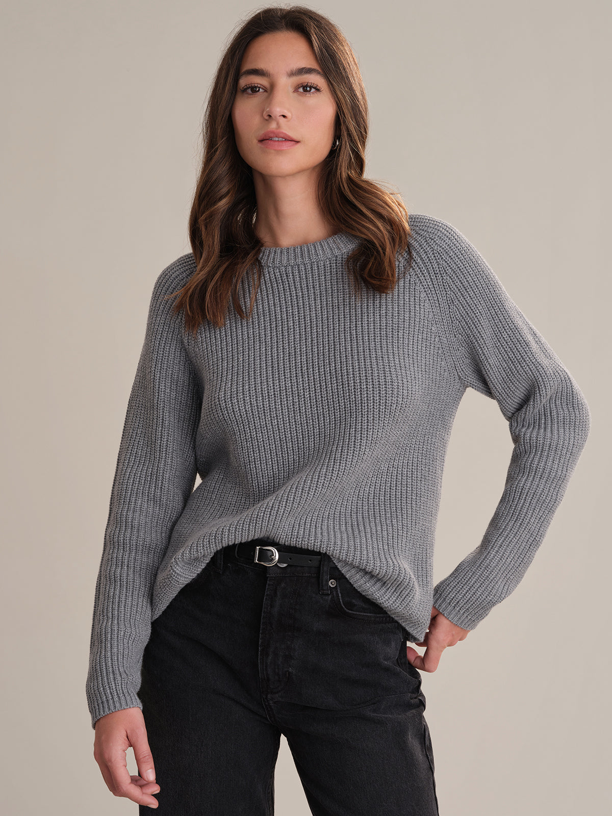 525 America Jane: Crewneck Shaker Stitch Cotton Sweater