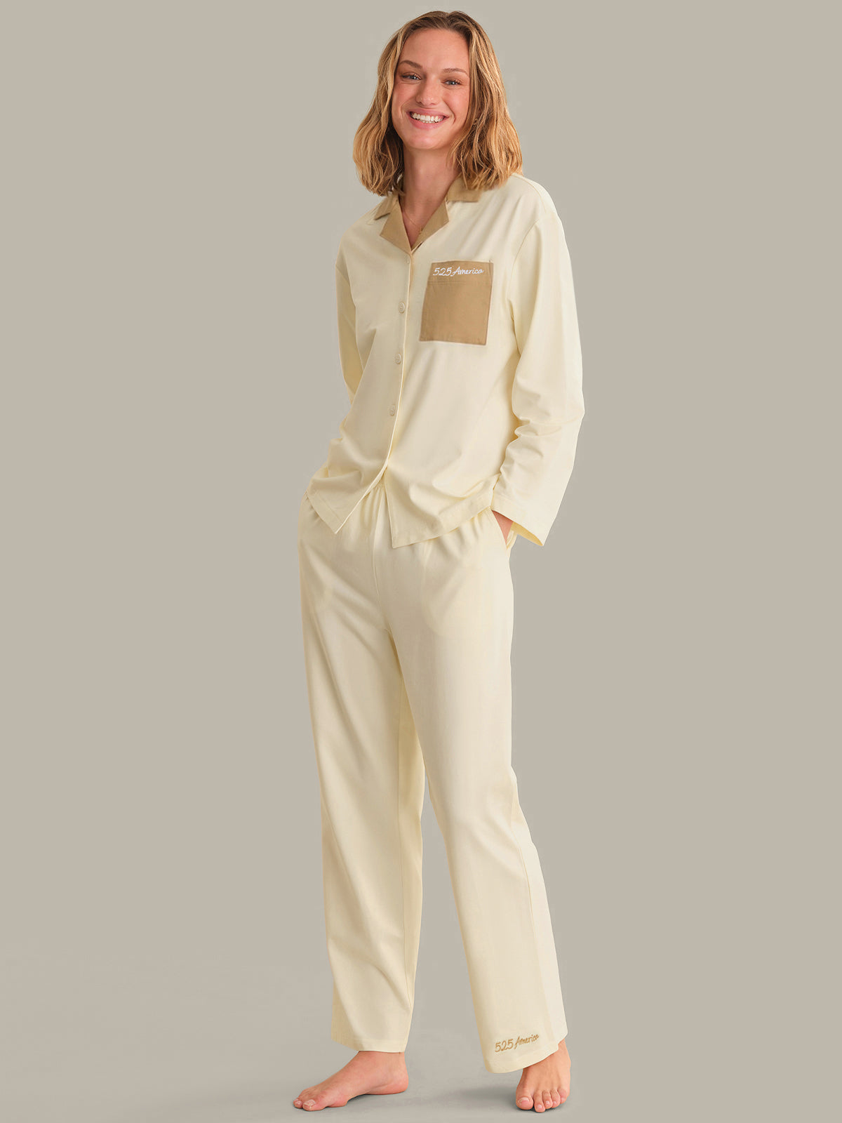 525 America The Cotton Colorblock Sleep Set